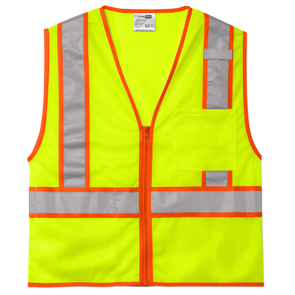 Custom CornerStone Class 2 Two-Tone Mesh Safety Vest - Design Safeties ...