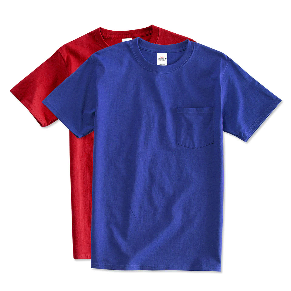 Custom Hanes Authentic Pocket T-shirt - Design Short Sleeve T-shirts ...