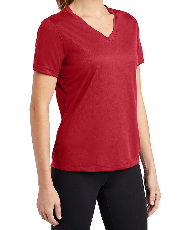 Custom Sport-Tek Women's RacerMesh V-Neck Performance Shirt - Design ...