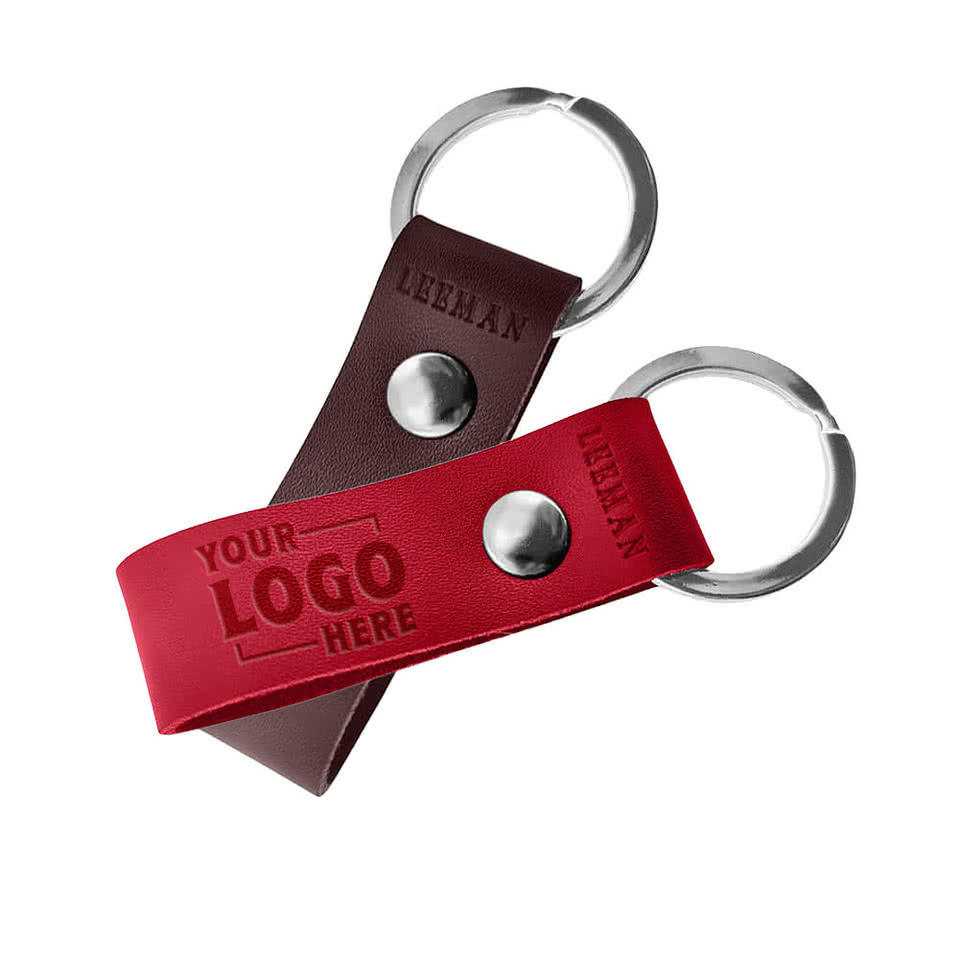 Custom Debossed Leeman Foundry Leather Keychain - Design Keychains ...