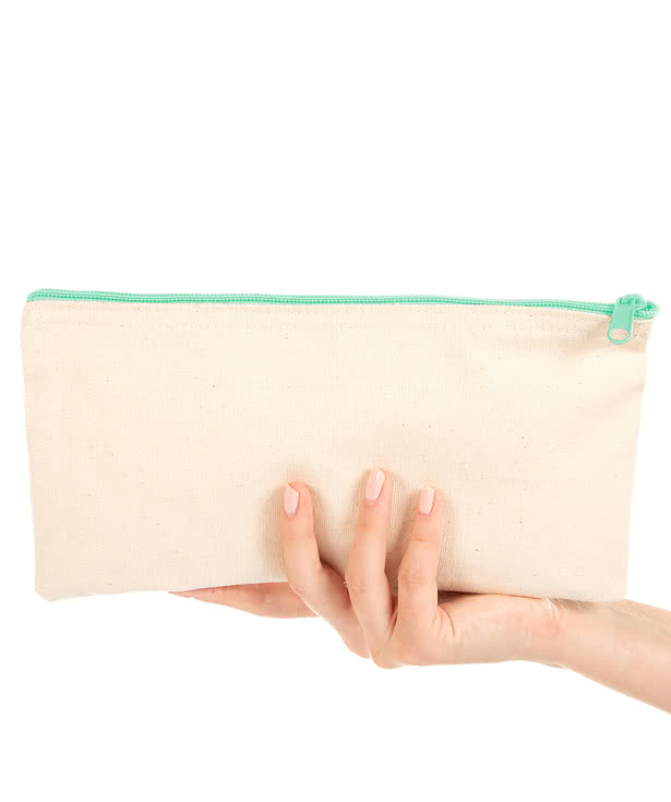 Custom Large Natural Canvas Pouch with Colored Zipper - Design Pouches ...