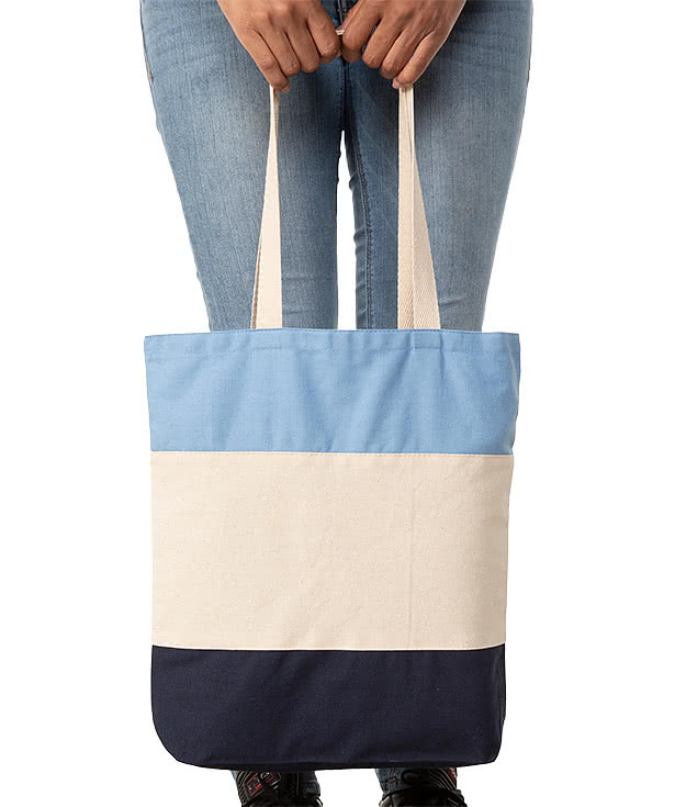 Custom Tri-Color Cotton Canvas Tote Bag - Design Tote Bags Online at ...