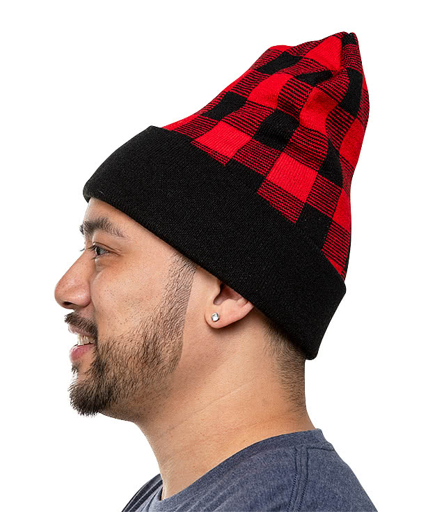Custom Cap America Plaid Cuffed Beanie - Design Beanies Online at ...