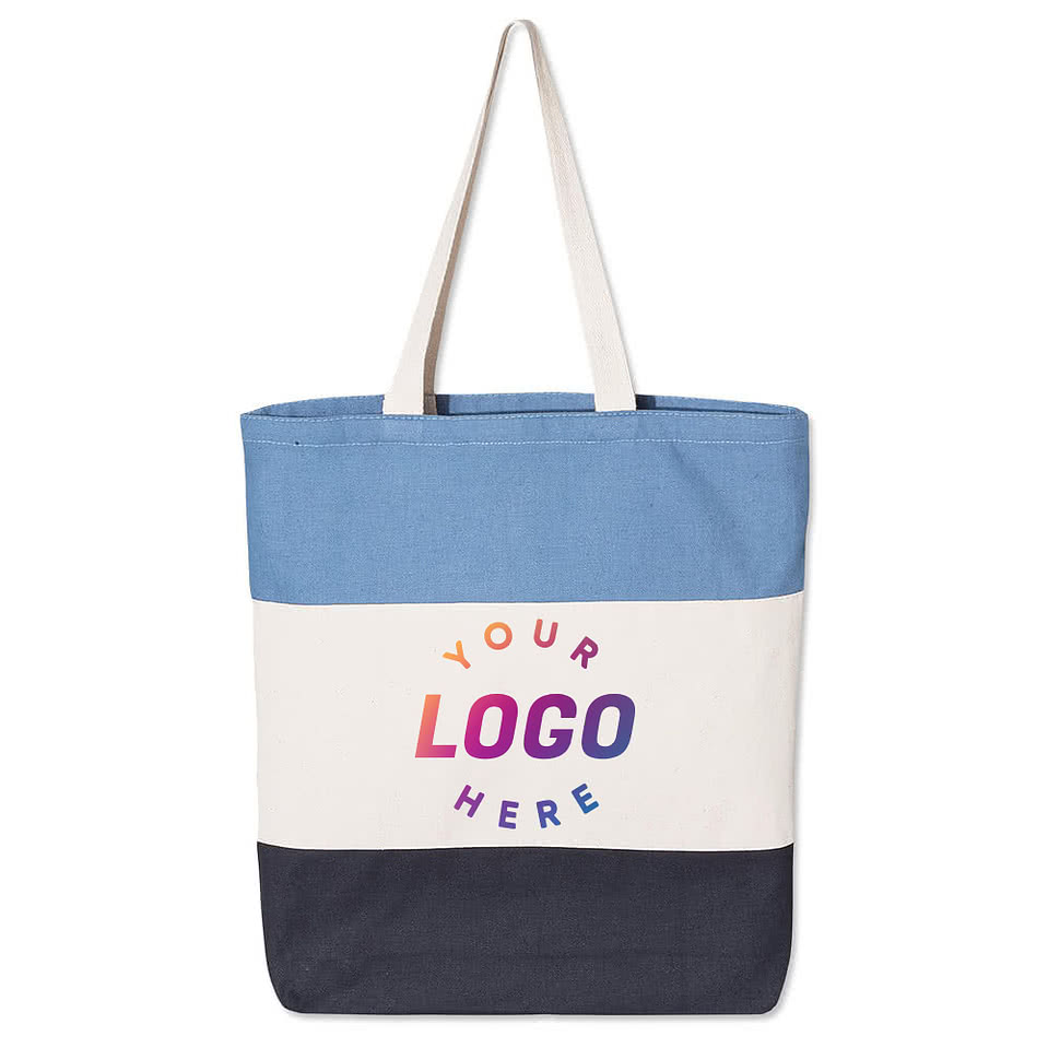 Custom Tri-Color Cotton Canvas Tote Bag - Design Tote Bags Online at ...